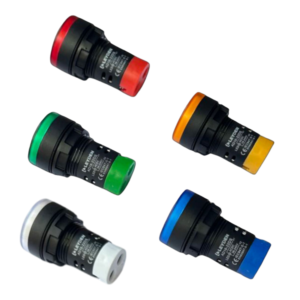 LEYDEN® 36-240V AC/DC Multiple Voltage 4 LED Round Indicator 22mm Panel ...