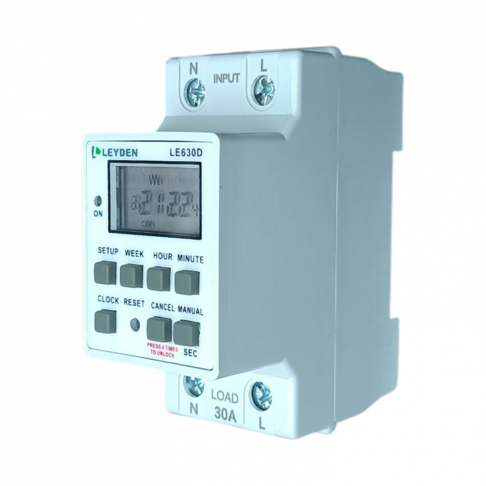 LEYDEN® LE630D Digital Timer Switch, 30A 220VAC 20 ON/OFF Programs ...