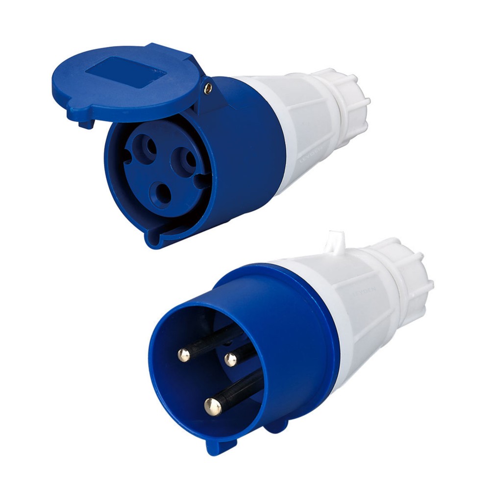 LEYDEN® 3 Pin, 16A, 220-440VAC, Industrial Panel Socket With Plug IP44 ...