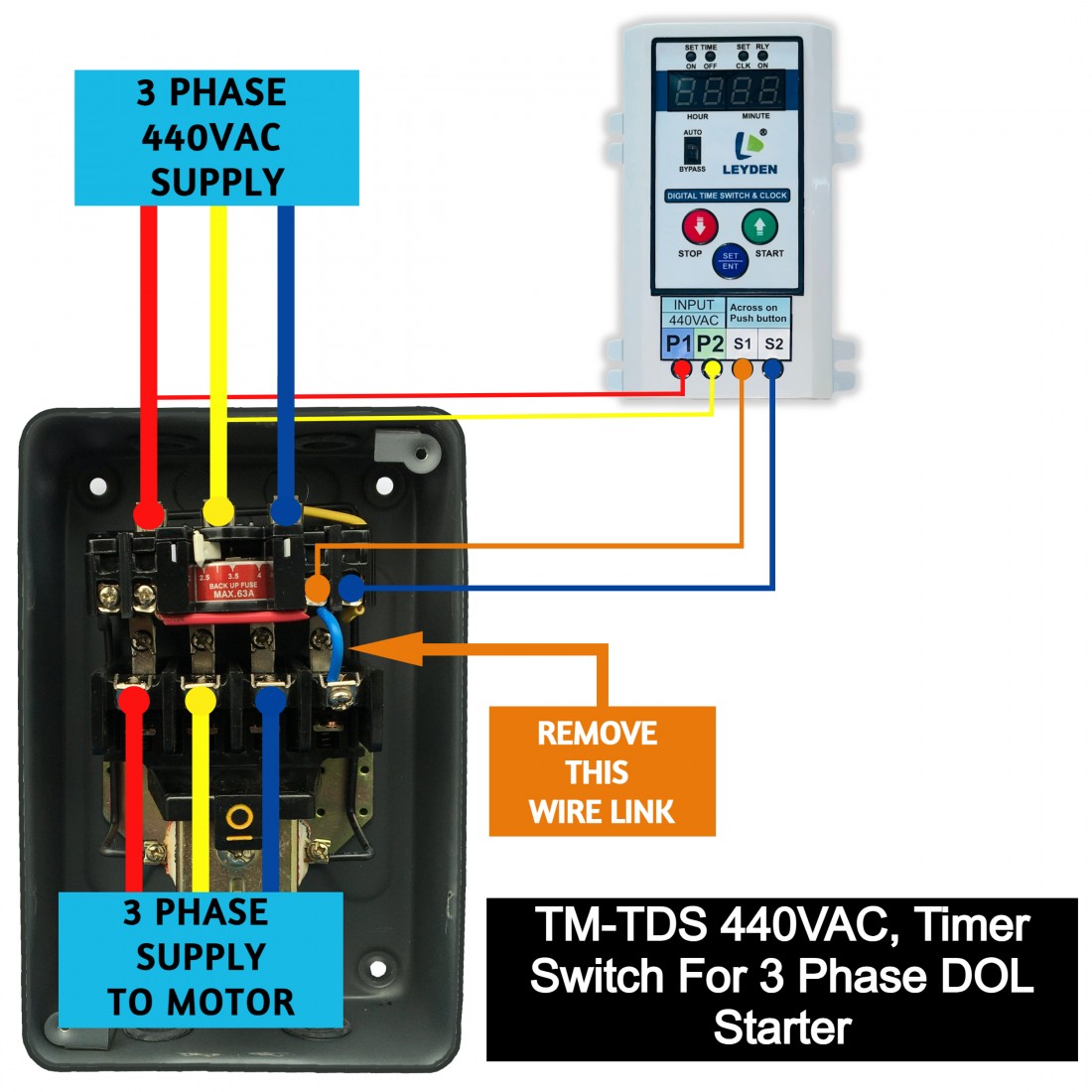 LEYDEN® TM-CLKDS, 440V, Digital Timer Switch for 3 Phase Motor DOL ...