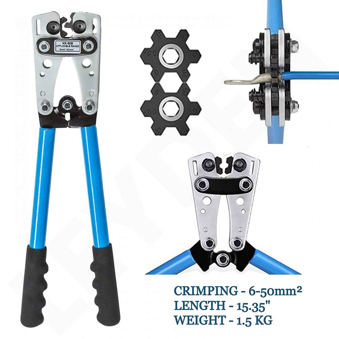 LEYDEN® HX-50B Professional 6-50mm2 Rotating Dies Hex Crimping Tool for ...