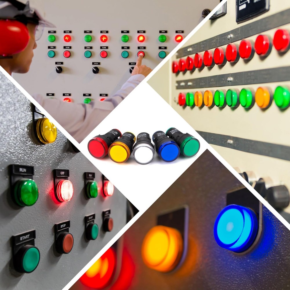 LEYDEN® 36-240V AC/DC Multiple Voltage LED Round Indicator 22mm Panel ...