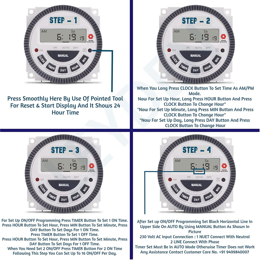 LEYDEN® Digital Programmable Electronic Timer Switch 4 - Pin, 230 Volt ...