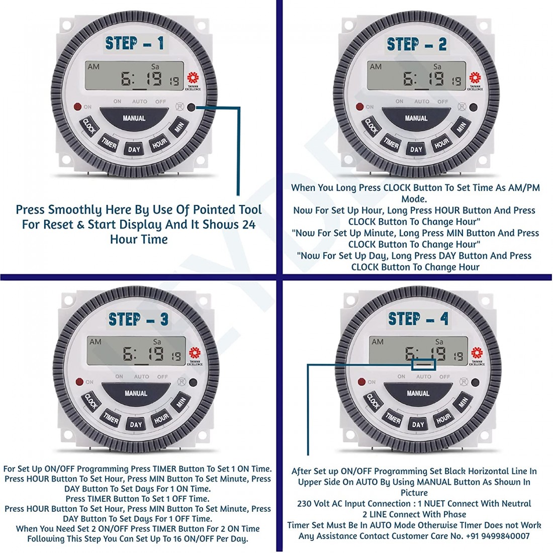 LEYDEN® Digital Programmable Electronic Timer Switch 4 - Pin, 230 Volt ...